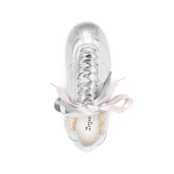 Repetto Tone Ribbon Detail Lace-up Flats - Silver