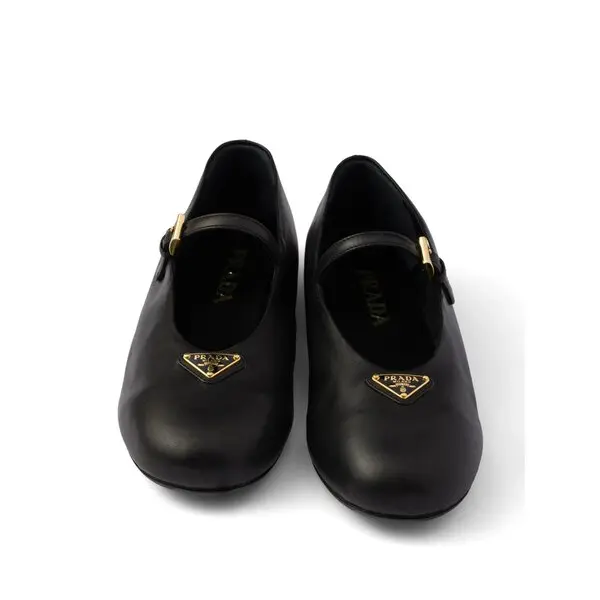 Prada Lamb Skin Ballet Flats With Enamel Triangle Logo