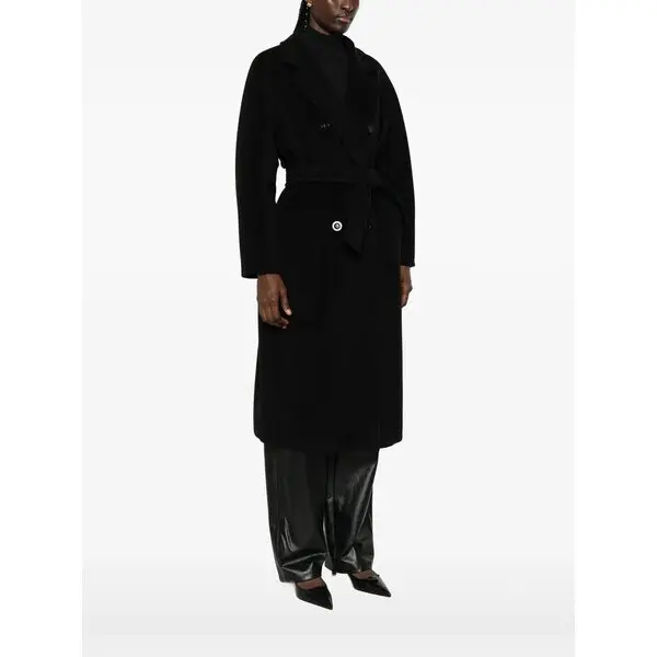 Max Mara Double Breasted Wool-cashmere Blend Coat - Black