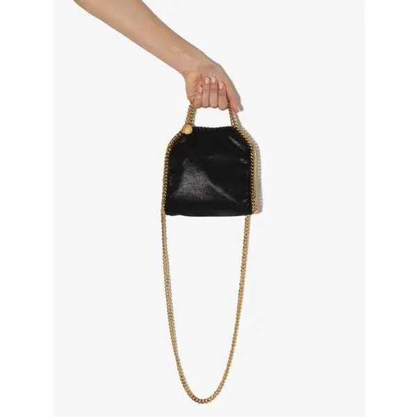 Stella McCartney Faux Leather Tote Bag With Chain Detail - Black