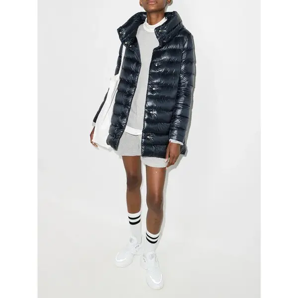 Herno Down Puffer Jacket With Funnel Neck And High-shine Finish - Blue
