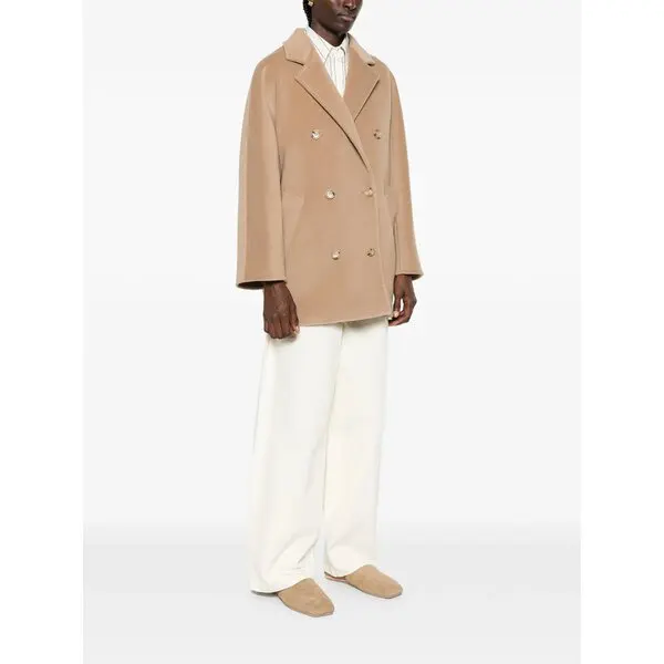 Max Mara Double Breasted Camel Virgin Wool Coat - Brown