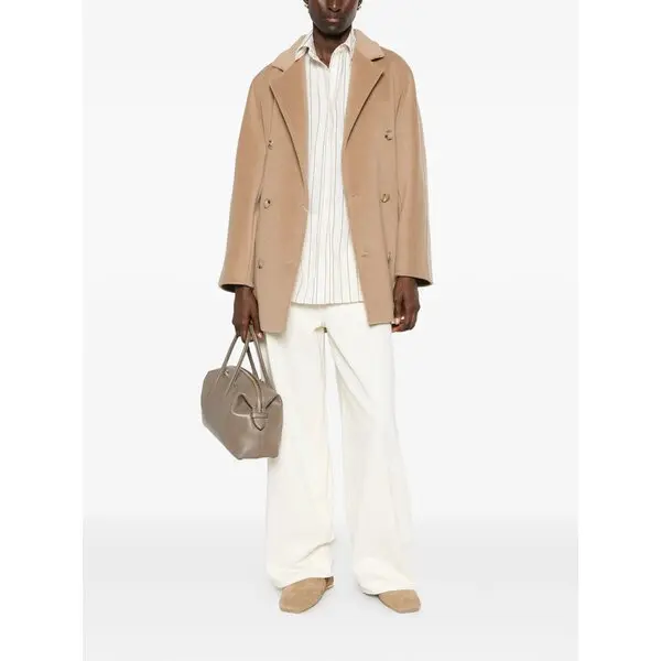 Max Mara Double Breasted Camel Virgin Wool Coat - Brown