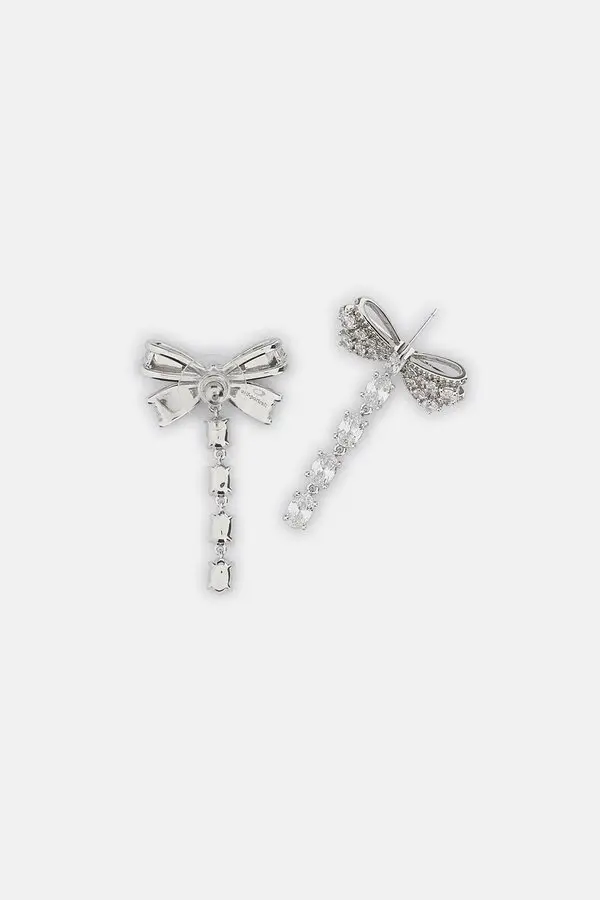 SELF-PORTRAIT Crystal Bow Drop Earrings - Multicolor