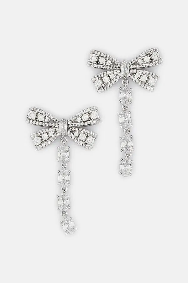 SELF-PORTRAIT Crystal Bow Drop Earrings - Multicolor