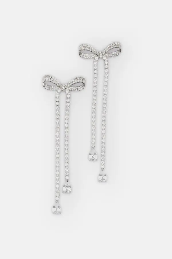 SELF-PORTRAIT Crystal Bow Dangle Earrings - Multicolor