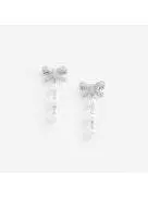 SELF-PORTRAIT Crystal Bow Faux Pearl Drop Earrings - Multicolor