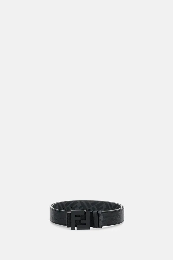 Fendi Reversible Leather Belt With Ff Buckle - Multicolor