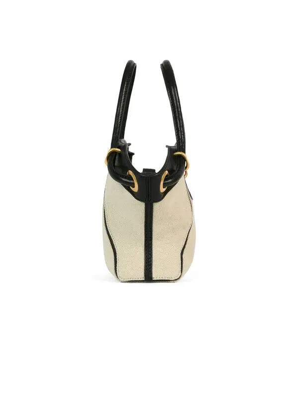Balmain Small Leather And Canvas Tote