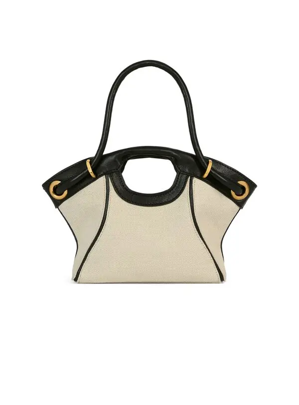Balmain Small Leather And Canvas Tote