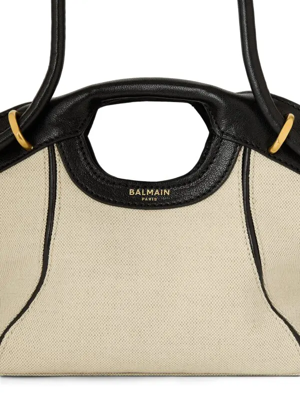 Balmain Small Leather And Canvas Tote