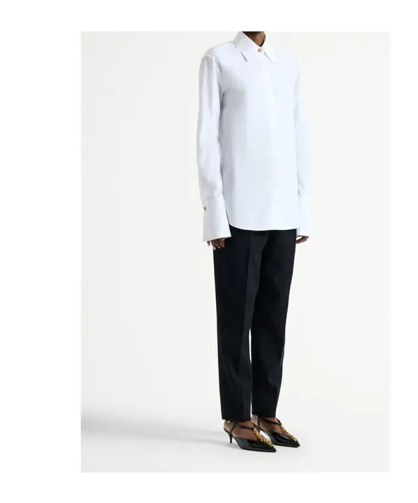 Balmain Cotton Poplin Shirt With Lion Head Buttons