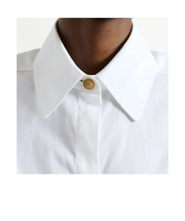 Balmain Cotton Poplin Shirt With Lion Head Buttons