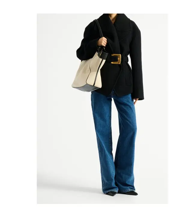 Balmain Belted Wool Pea Coat