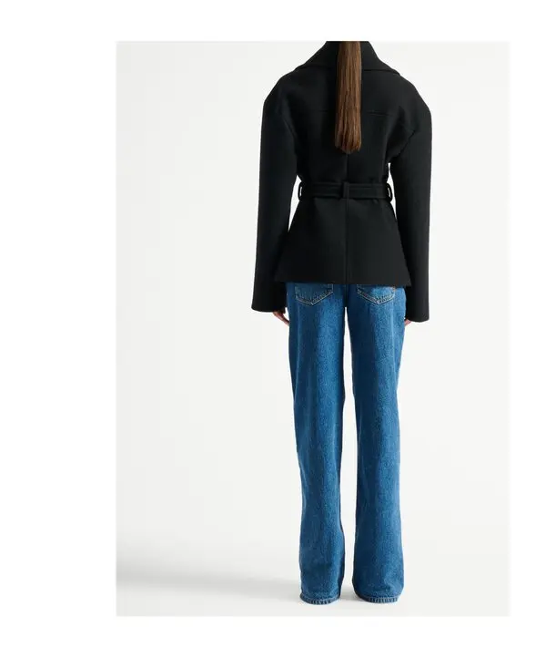 Balmain Belted Wool Pea Coat