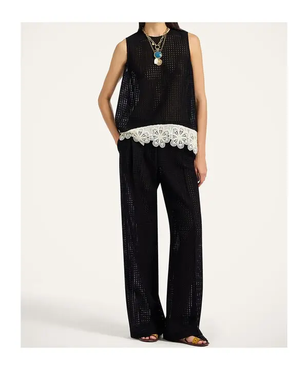 La DoubleJ Sleeveless Lace-hem Top