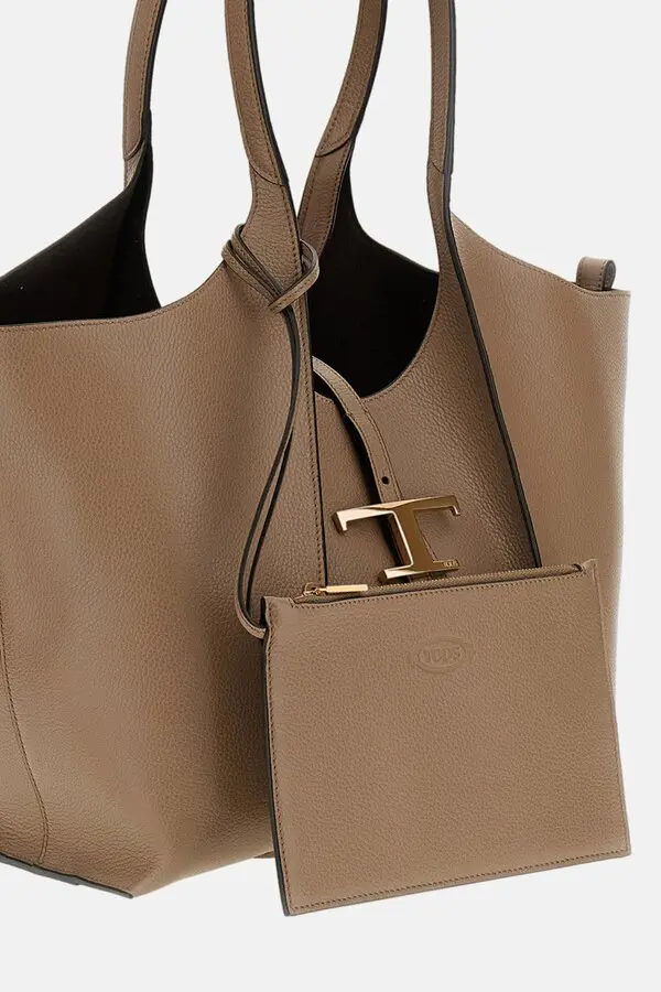 TOD'S Small T Timeless Shopping Bag In Soft Leather - Multicolor