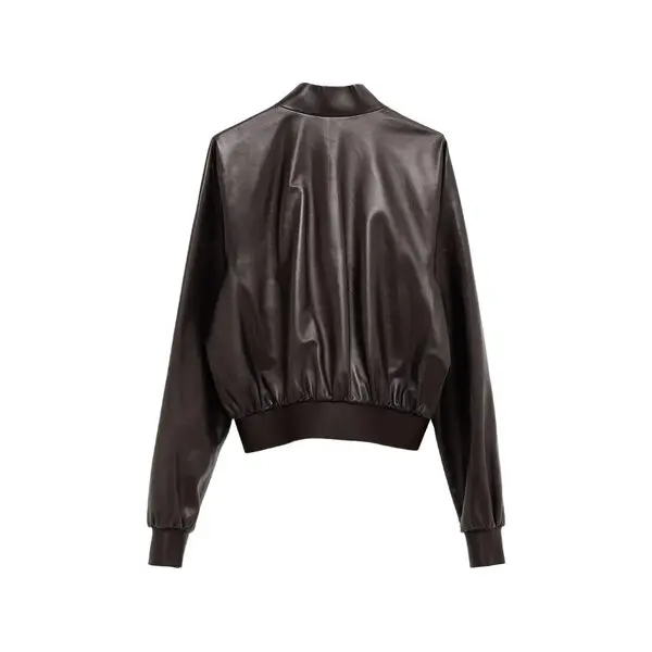 Gucci Leather Bomber Jacket - Brown