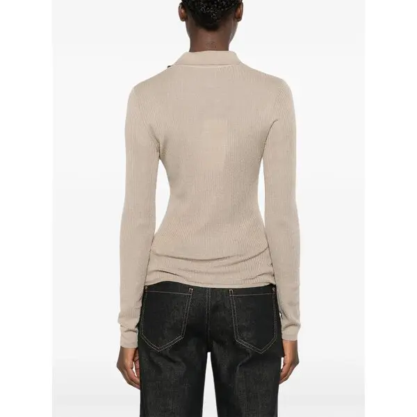 Max Mara Ribbed V-neck Polo Knit - Multicolor