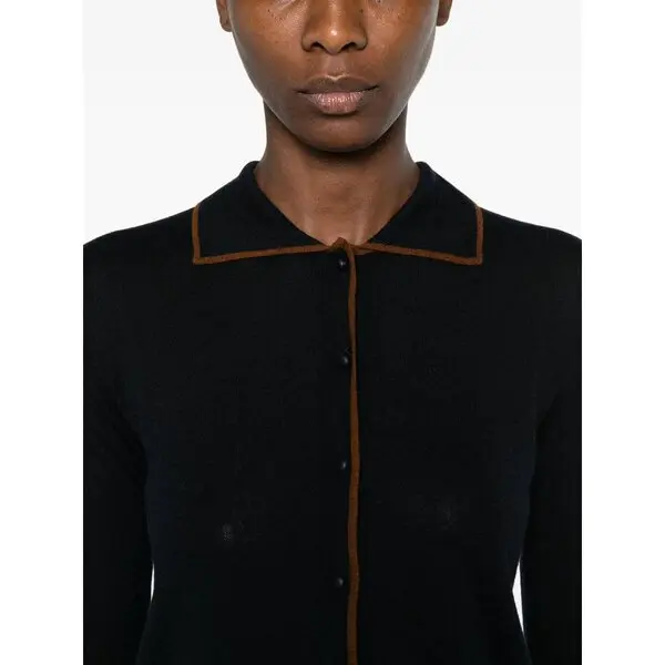 Max Mara Knitwear Cardigan With Contrast Trim - Black