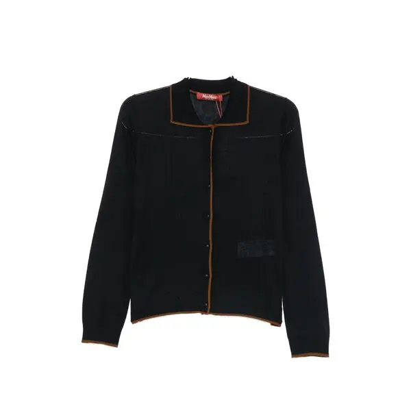 Max Mara Black Knitwear Cardigan With Contrast Trim