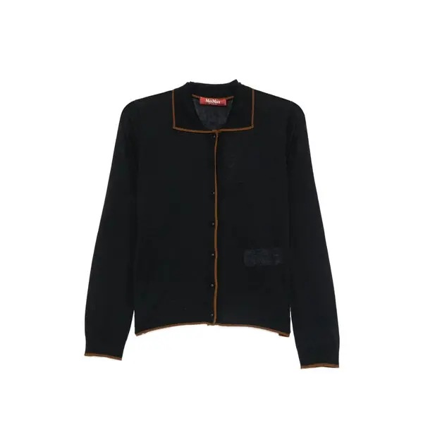 Max Mara Black Knitwear Cardigan With Contrast Trim - Multicolor