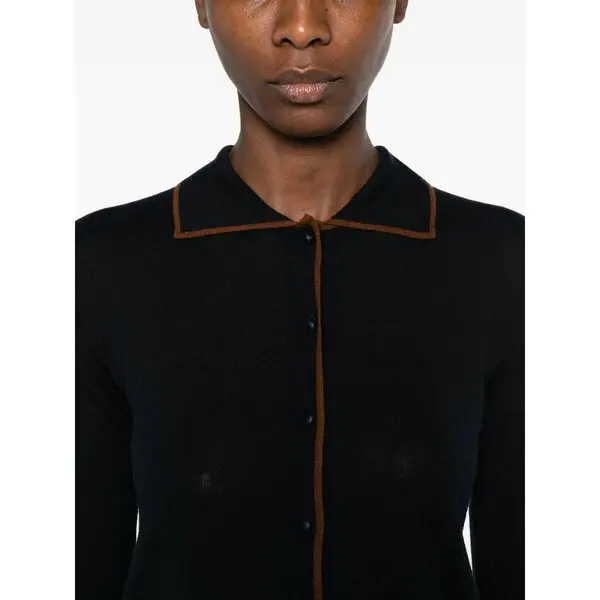 Max Mara Black Knitwear Cardigan With Contrast Trim - Multicolor