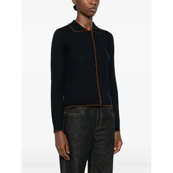 Max Mara Black Knitwear Cardigan With Contrast Trim - Multicolor