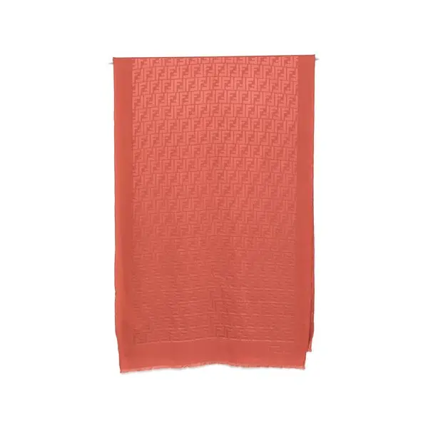 Fendi Silk Ff Motif Scarf With Fringe - Orange