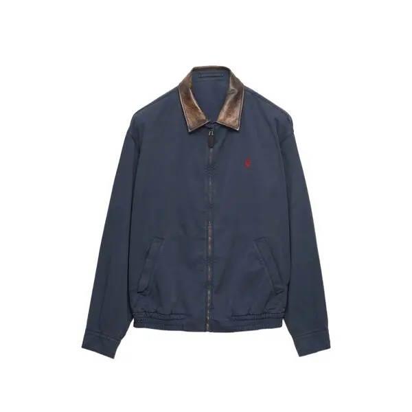 Prada Cotton Bomber Jacket With Leather Details