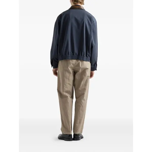 Prada Cotton Bomber Jacket With Leather Details