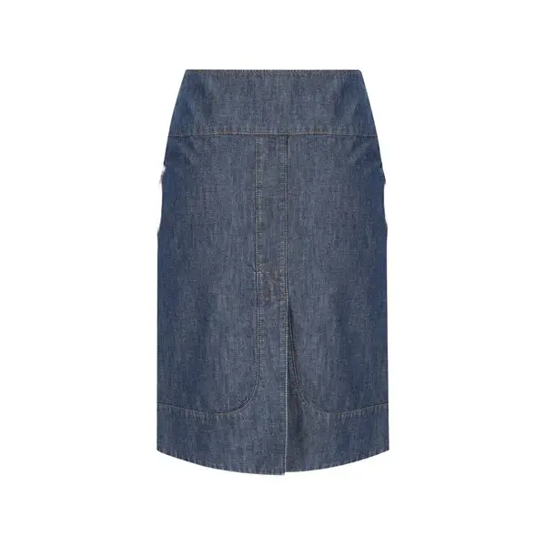 Fendi Denim Skirt With Leather Straps - Blue