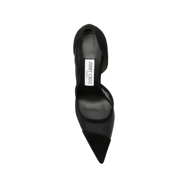 JIMMY CHOO Suede And Mesh Pointed Toe Stiletto Pumps - Black