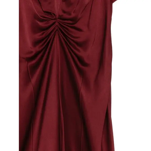 Victoria Beckham V-neck Gathered Detail Dress - Red
