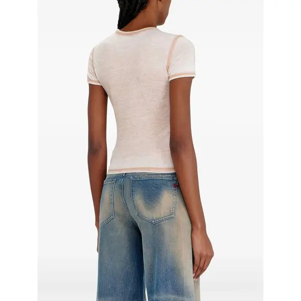 DIESEL® Light Washed Effect Printed Short Sleeve T-shirt