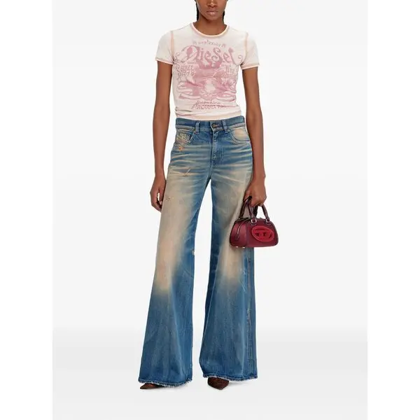 DIESEL® Light Washed Effect Printed Short Sleeve T-shirt