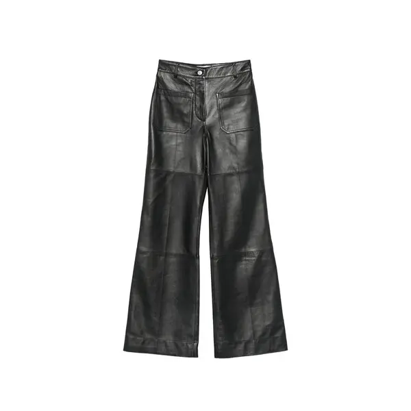 Victoria Beckham Paneled Leather Trousers - Black