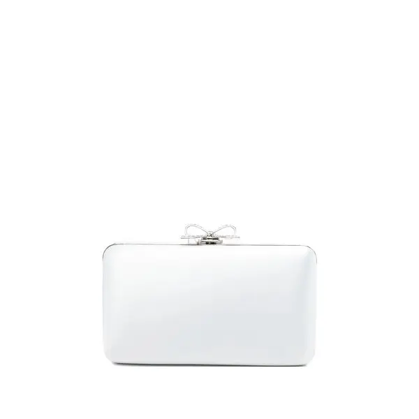 SELF-PORTRAIT Satin Crystal Bow Clutch - Blue