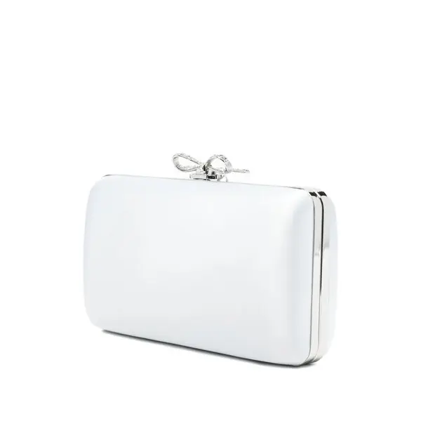 SELF-PORTRAIT Satin Crystal Bow Clutch - Blue