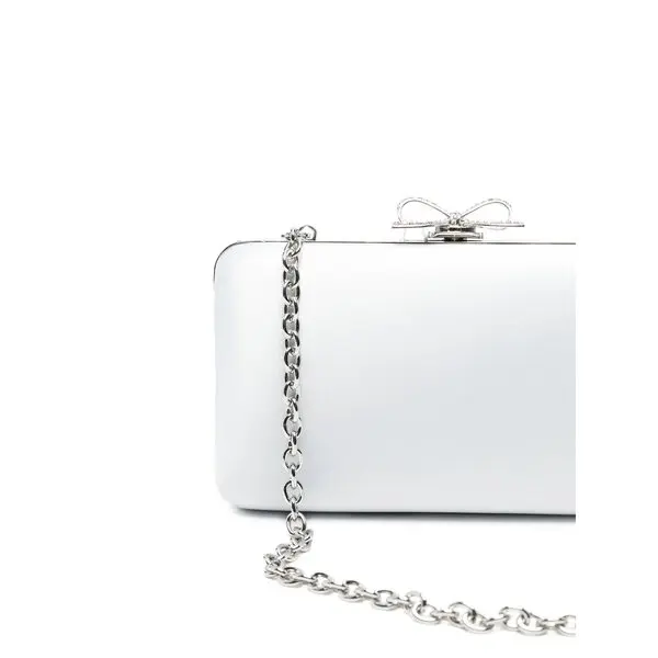 SELF-PORTRAIT Satin Crystal Bow Clutch - Blue