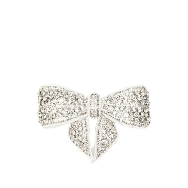 SELF-PORTRAIT Crystal Embellished Bow Barrette - Silver