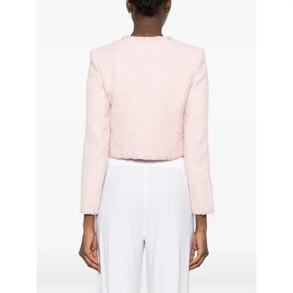 SELF-PORTRAIT Bouclé Cropped Jacket With Sequin Embellishments