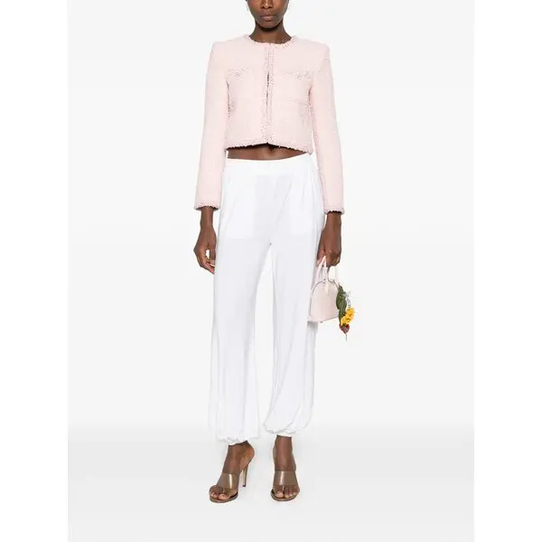 SELF-PORTRAIT Bouclé Cropped Jacket With Sequin Embellishments