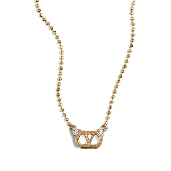 Valentino Garavani Tone Crystal Embellished Necklace - Gold