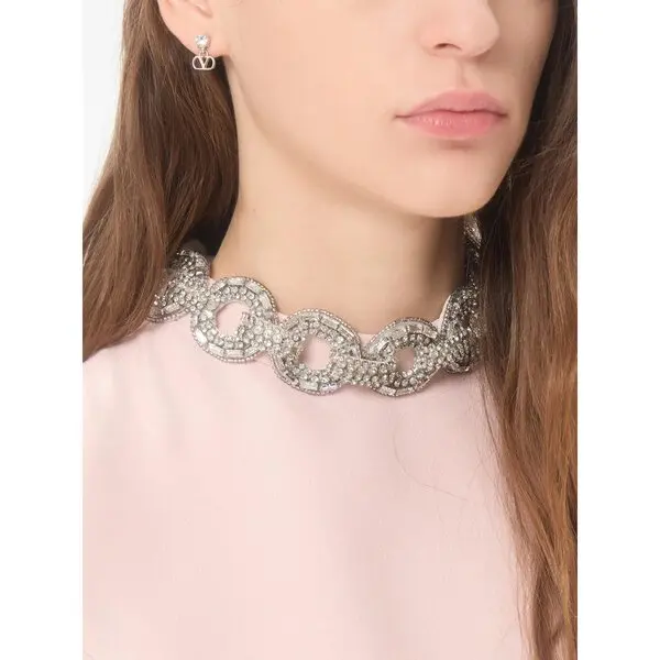Valentino Garavani Tone Crystal Drop Earrings - Silver