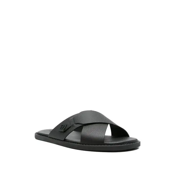 Fendi Grained Leather Ff Logo Sandals