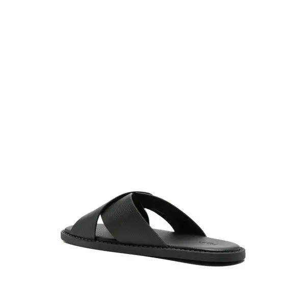 Fendi Grained Leather Ff Logo Sandals