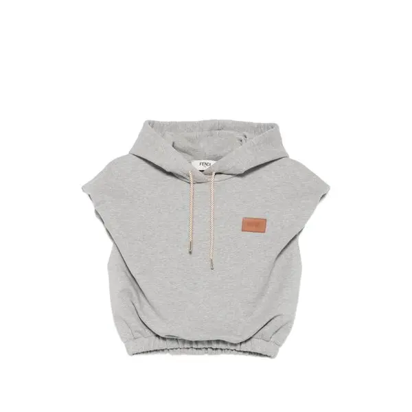 Fendi Sleeveless Cropped Hoodie - Gray