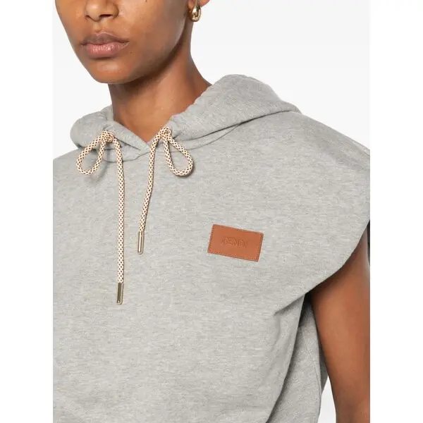 Fendi Sleeveless Cropped Hoodie - Gray