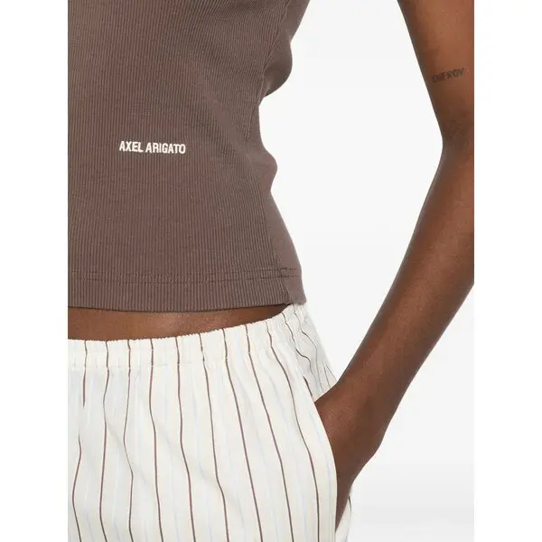 Axel Arigato Ribbed Knit Crewneck T-shirt With Logo Embroidery